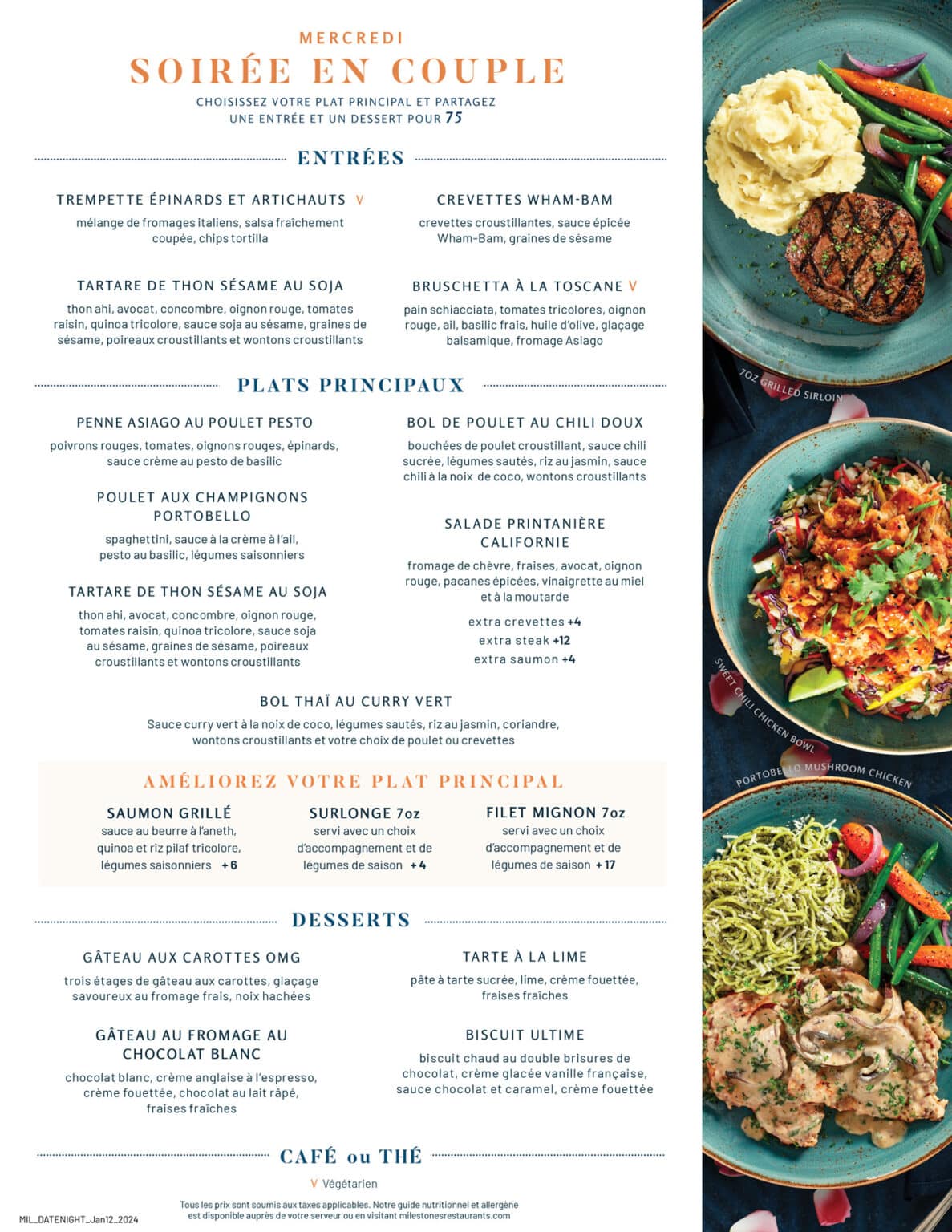 Milestones Menu à Laval | Milestones Grill & Bar