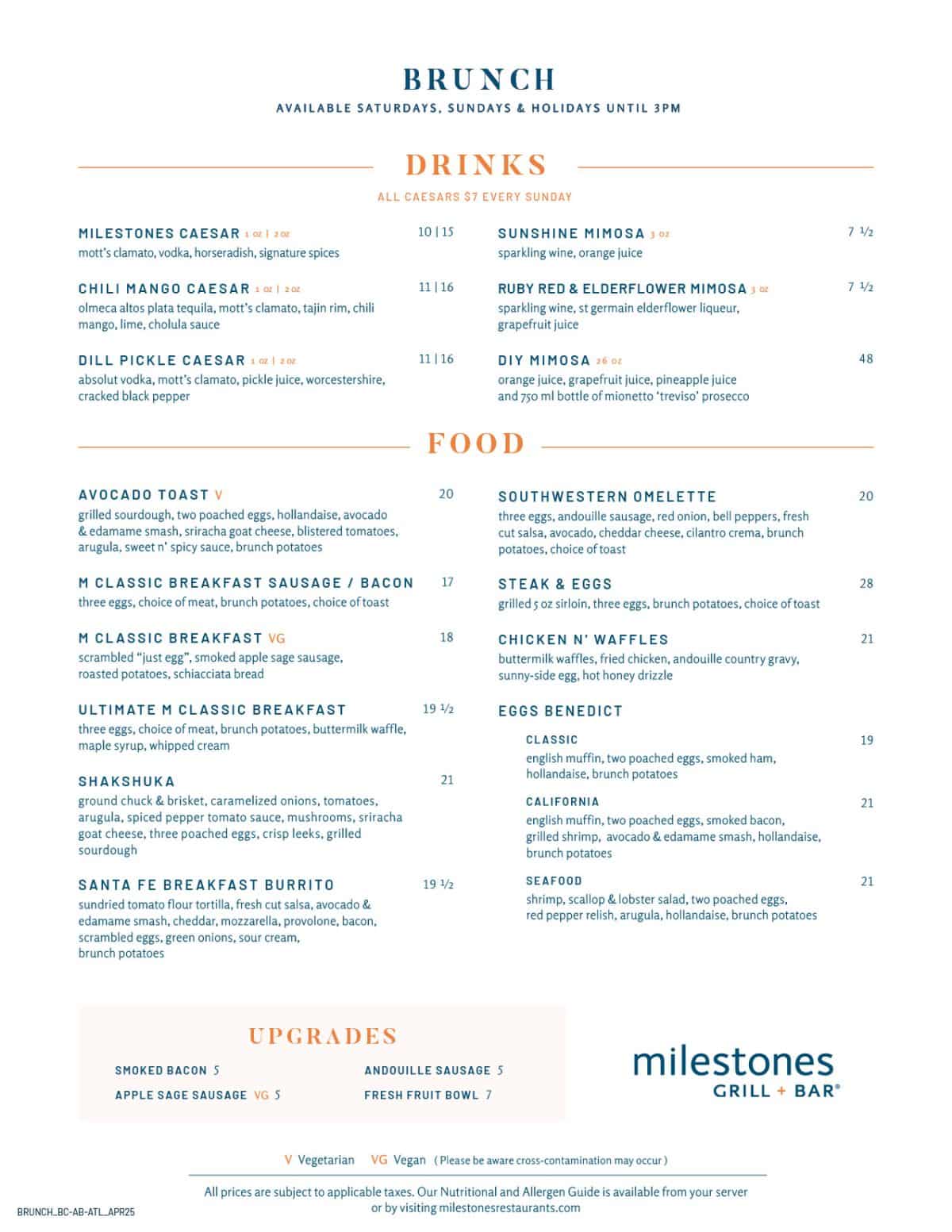 Milestones Menu in Langford - Millstream | Milestones Grill & Bar