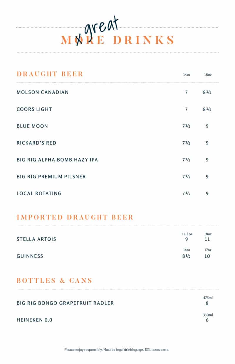 Milestones Menu in Ancaster - Hamilton | Milestones Grill & Bar