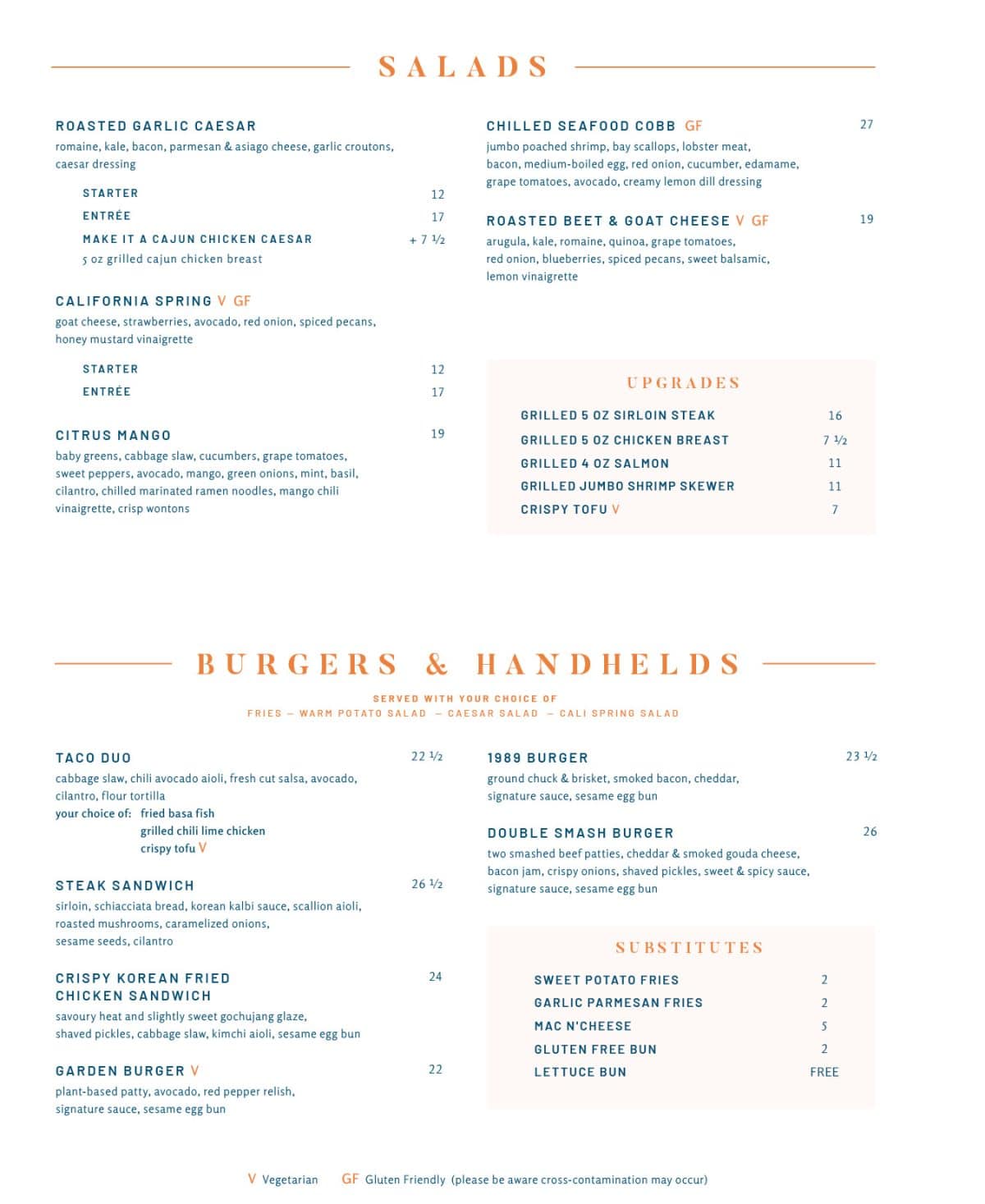 Milestones Menu in West Vancouver - Park Royal | Milestones Grill & Bar
