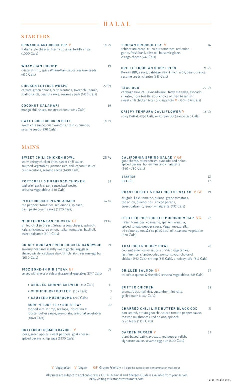 Milestones Menu in Mississauga - Heartland | Milestones Grill & Bar