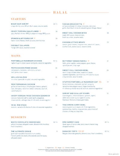 Milestones Menu in Scarborough - Town Centre | Milestones Grill & Bar