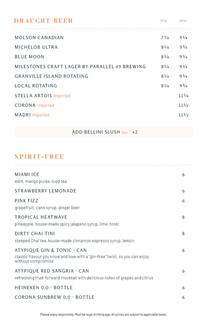 Milestones Menu in Langford - Millstream | Milestones Grill & Bar