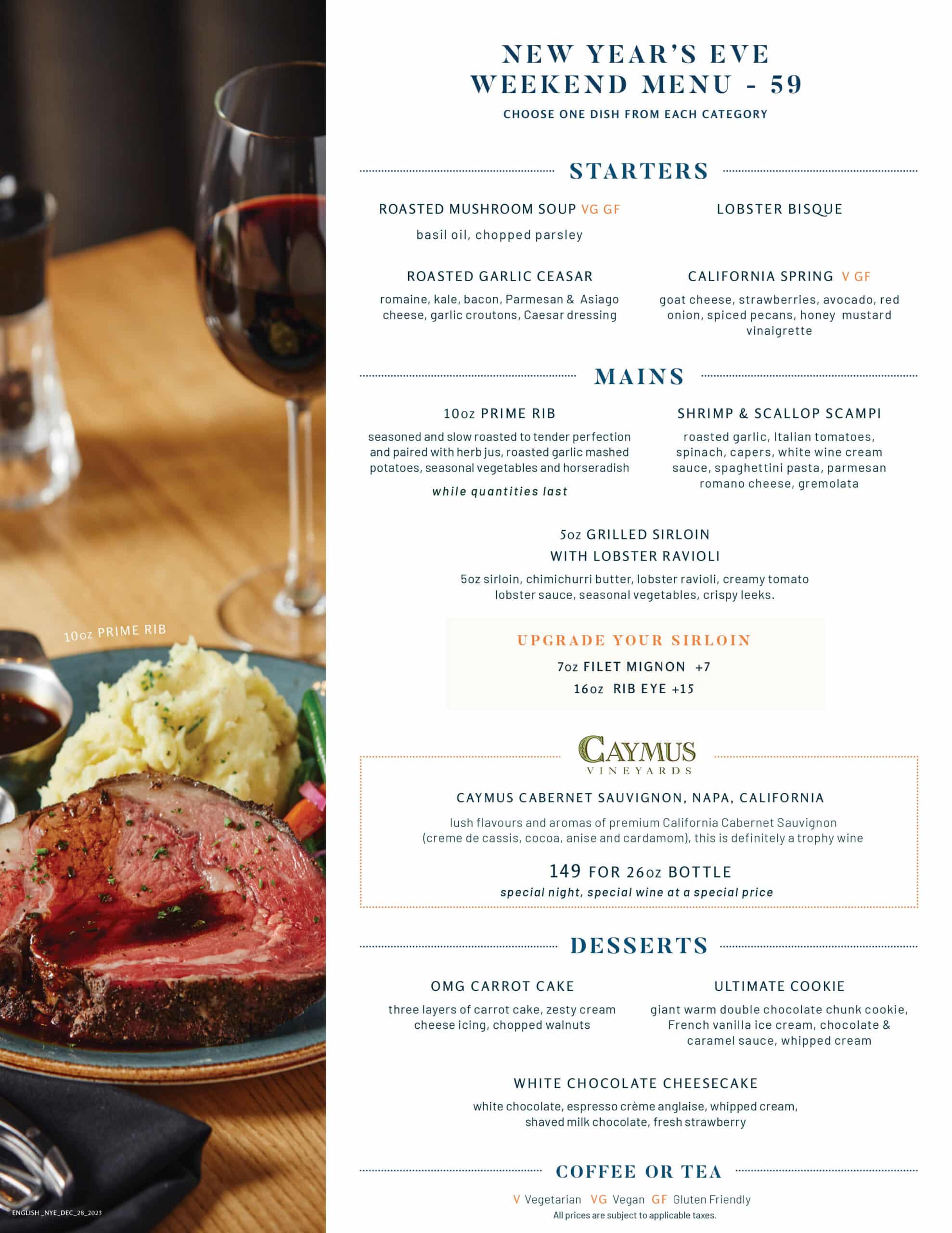 Milestones Menu in Markham - Markham | Milestones Grill & Bar