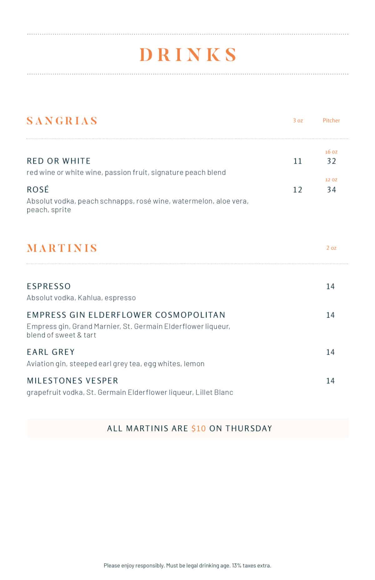 Milestones Menu in Markham - Markham | Milestones Grill & Bar