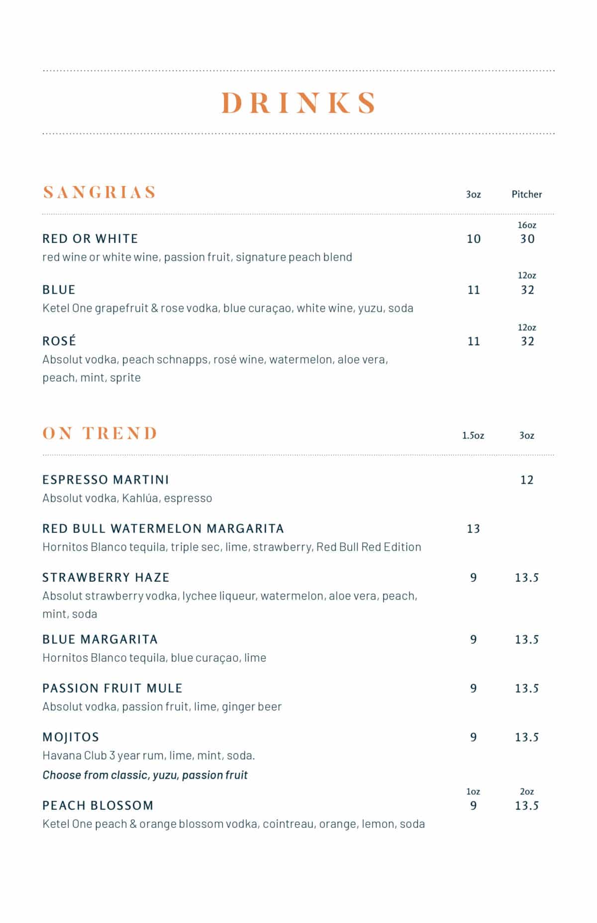 Milestones Menu in Victoria - Victoria | Grill & Bar