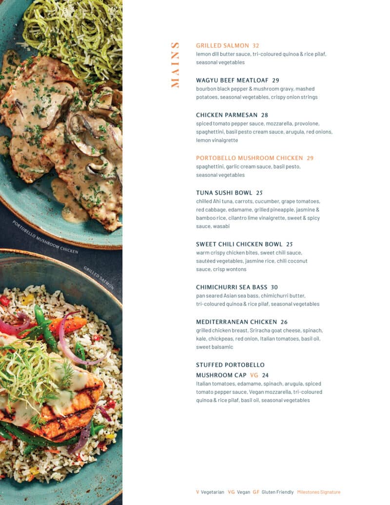 Milestones Menu in Moncton - Moncton | Grill & Bar