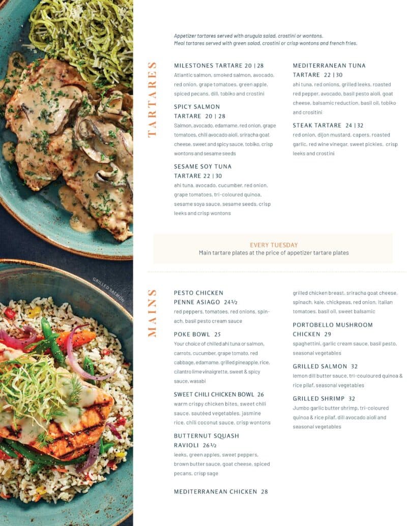 Milestones Menu in Laval | Milestones Grill & Bar