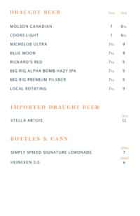 Milestones Menu in Whitby - Whitby | Milestones Grill & Bar