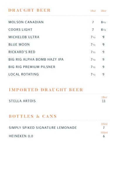 Milestones Menu in Whitby - Whitby | Milestones Grill & Bar