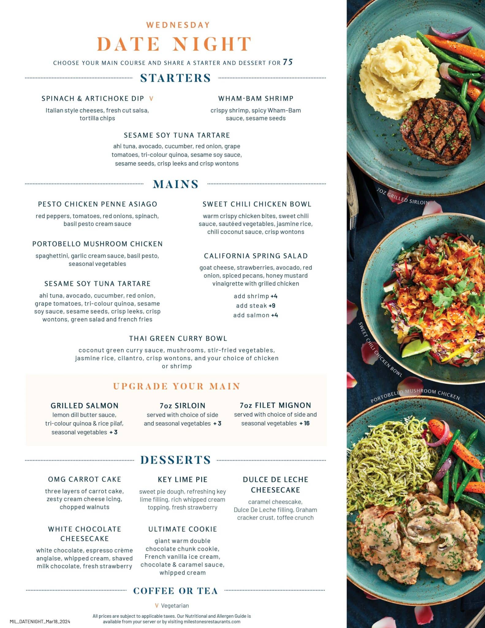 Milestones Menu in Pointe-Claire | Milestones Grill & Bar