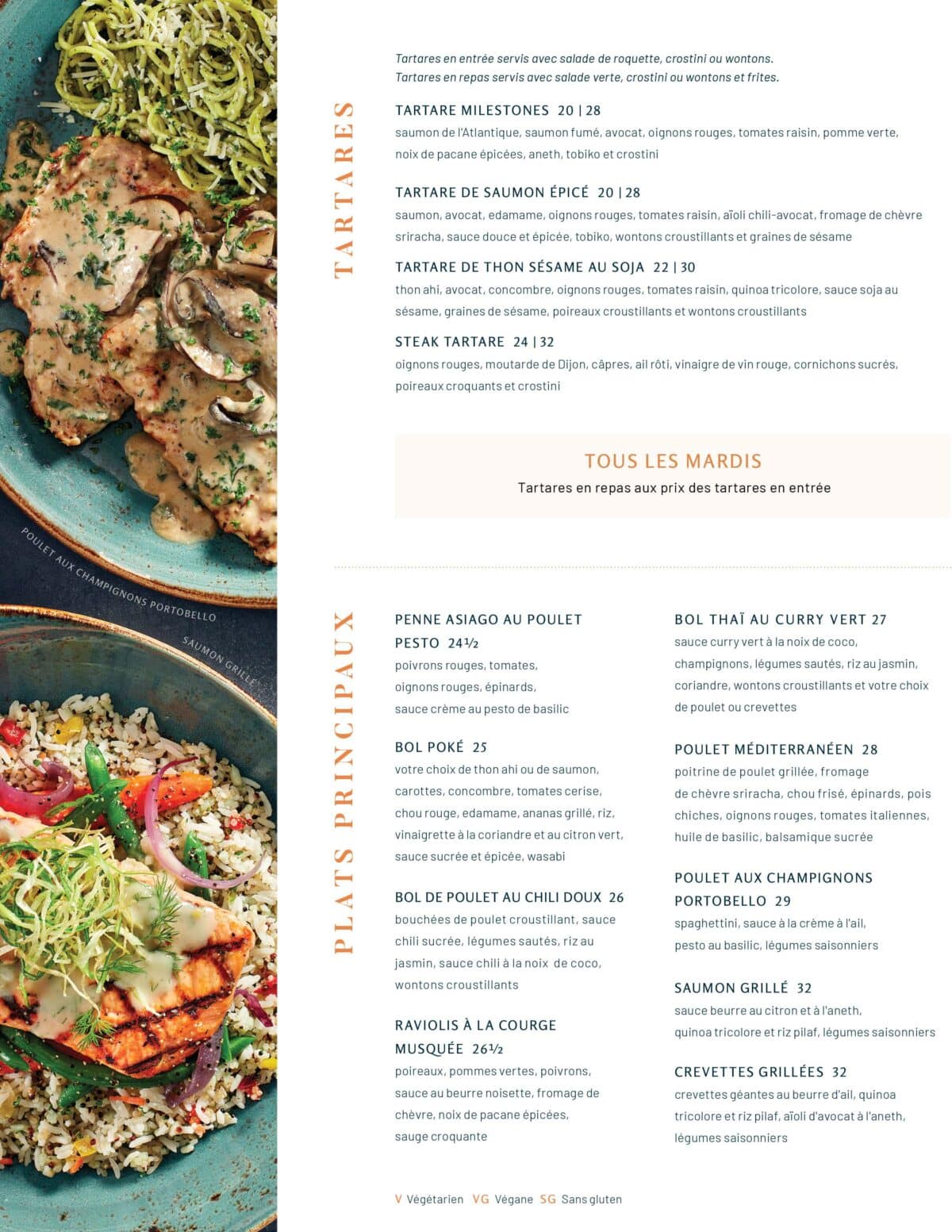 Milestones Menu à Laval | Milestones Grill & Bar