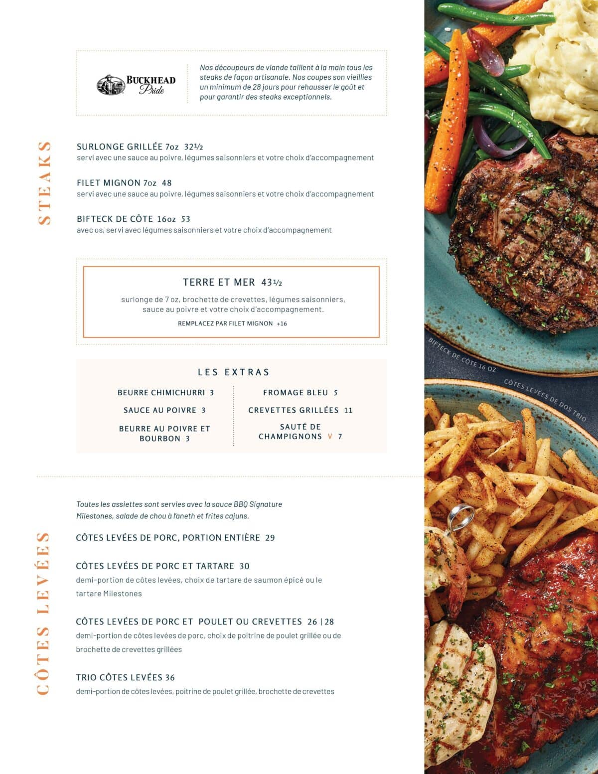 Milestones Menu à Laval | Milestones Grill & Bar