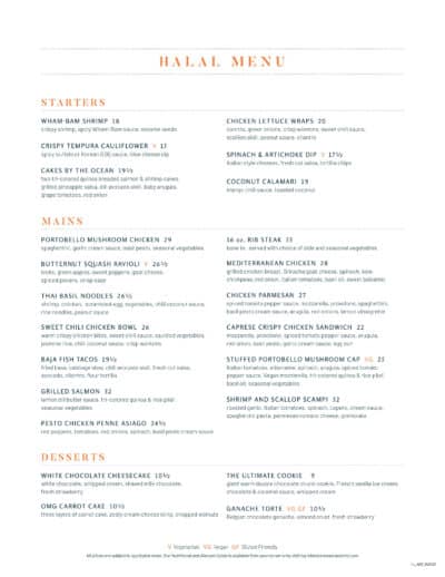 Milestones Menu in Whitby - Whitby | Milestones Grill & Bar