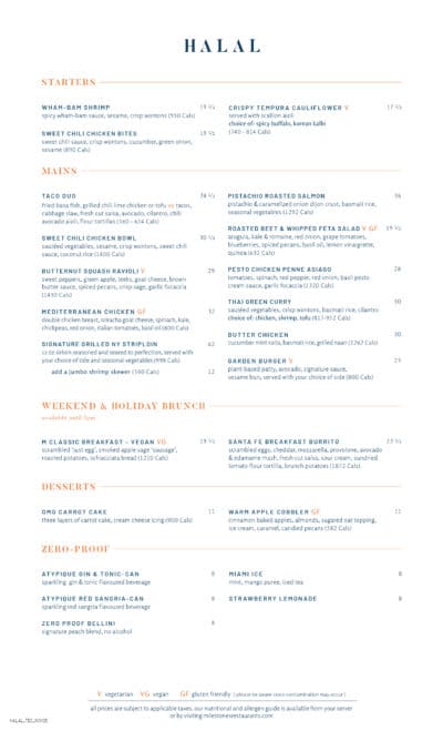 Milestones Menu in London - South London | Milestones Grill & Bar