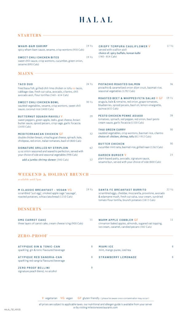 Milestones Menu in Richmond Hill - Richmond Hill | Milestones Grill & Bar